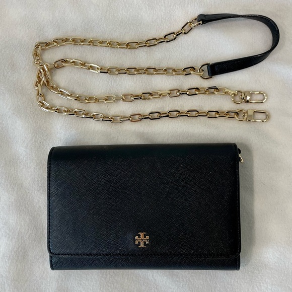 Tory Burch | Bags | Tory Burch Emerson Chain Wallet In Black | Poshmark